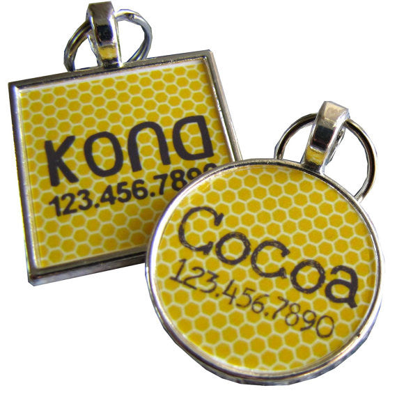 Yellow Honeycomb dog tag – Trish Hampton